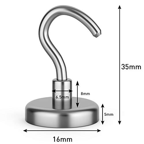 WAKUSEI Magnetic Hooks 25 lbs for Kitchen, Refrigerator, Towels, Grill, Tool Box, Office, Wall Mounting or Outdoor Hanging, 12 Packs