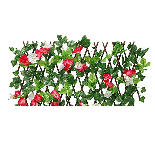 Retractable Artificial Wooden Fence, Retractable Artificial Wooden Fence with Flowers Privacy Fence, Retractable Artificial Wooden Fence