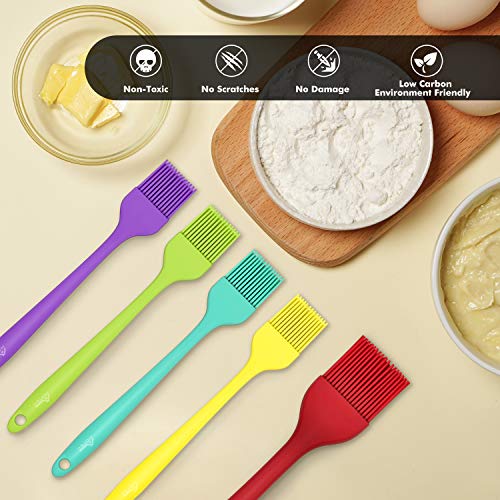 HOTEC Silicone Heat Resistant Marinading Meat Grill Basting Pastry Brush for Oil Butter Sauce Sausages Desserts Turkey Baster Grill Barbecue, Multicolor