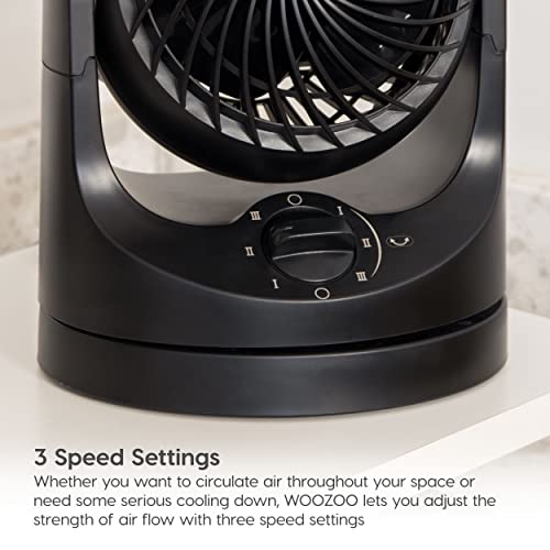 IRIS USA WOOZOO Fan, Small Oscillating Desk Fan, Table Air Circulator, 3 Speeds, 32ft Max Air Distance, Mini Fan 8 Inches, 112° Adjustable Tilt, 27.5 db Low Noise, Pink