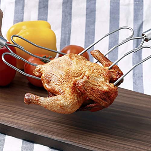 Goeielewe 2-Pack Stainless Steel Turkey Lifter Multi-end Turkey Fork Pork Steak Grill Fork BBQ Hot Dog Roasting Sticks Camping Needle Skewers Thanksgiving