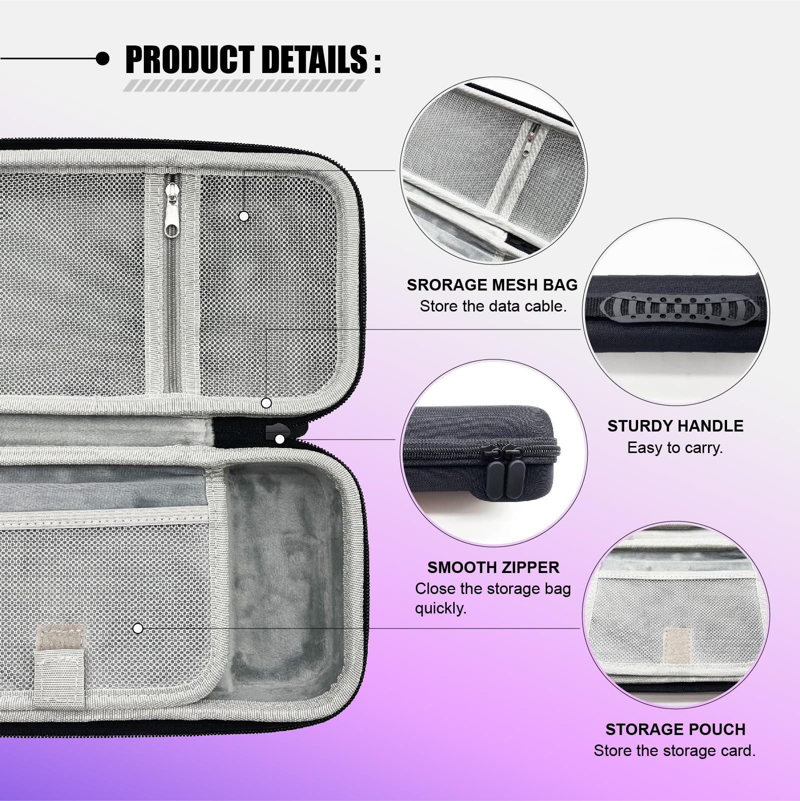 MENORCA Handheld Carrying Case for ASUS ROG Ally With 2pc Transparent HD Clear Anti-Scratch Screen Protector for ASUS ROG Ally Gaming Handheld-7 inch, Black/Double Pocket/Large Capacity