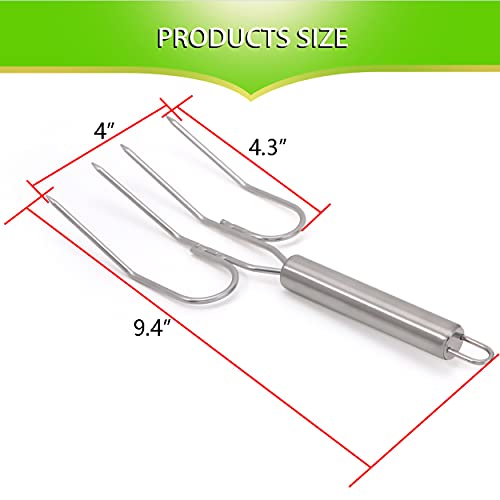 Goeielewe 2-Pack Stainless Steel Turkey Lifter Multi-end Turkey Fork Pork Steak Grill Fork BBQ Hot Dog Roasting Sticks Camping Needle Skewers Thanksgiving