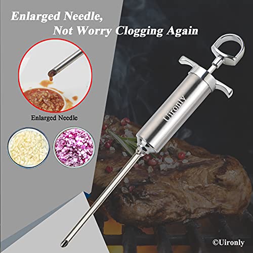 Uironly Meat Injector,Turkey Seasoning Injection Kit with 3 Professional Marinade Injector Needles for Grill Smoker BBQ Brisket; Include User Manual, E-Book - Storage Case