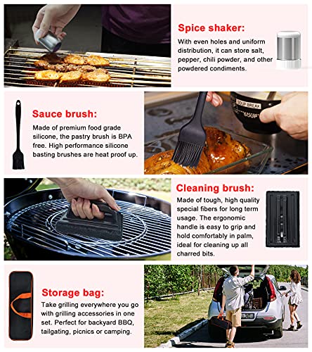 Grill Accessories Kit,Upgrade 42pcs Flat Top Griddle Accessories Set for Blackstone and Camp Chef,Spatula,Scraper,Griddle Cleaning Kit Carry Bag for Hibachi Grill, Men Outdoor BBQ with Meat Injector