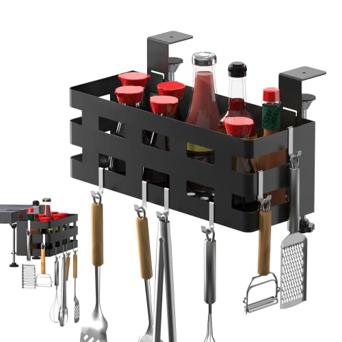 Shansis Griddle Caddy, Grill Caddy for Blackstone Griddle Accessories, Removable Griddle Caddy for 28"/36" Blackstone Griddles/Prep Cart, Hanging Caddy Free from Drill Hole BBQ Caddy