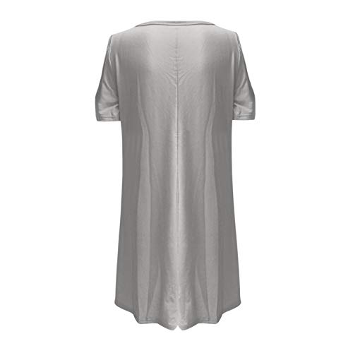 Women's 2021 Summer Boho Maxi Dress V-Neck Short Sleeve Solid Color Off-the-shoulder Dress Maternity Prom Dress (Gray, XL)