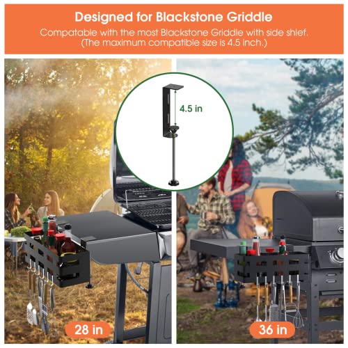 Shansis Griddle Caddy, Grill Caddy for Blackstone Griddle Accessories, Removable Griddle Caddy for 28"/36" Blackstone Griddles/Prep Cart, Hanging Caddy Free from Drill Hole BBQ Caddy