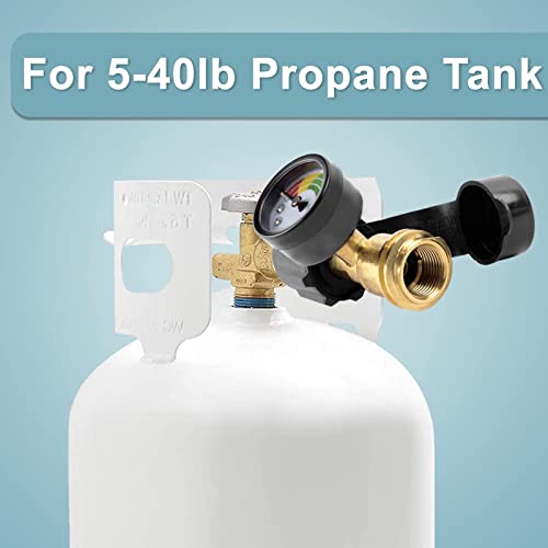 SHINESTAR 5FT Propane Adapter Hose, Comes with an Upgraded Propane Tank Gauge for 5-40lb Propane Tank
