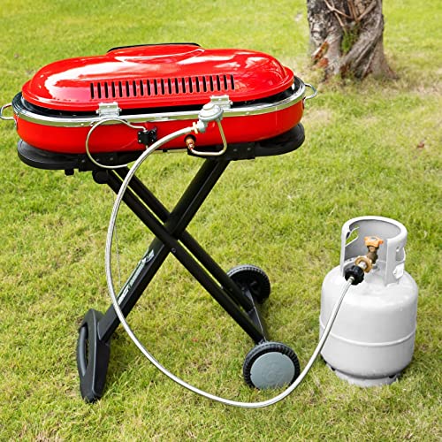 SHINESTAR 5FT Propane Adapter Hose, Comes with an Upgraded Propane Tank Gauge for 5-40lb Propane Tank