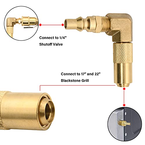 LEIMO KPARTS 12FT Rv Quick Connect Propane Hose with Propane Elbow Adapter for 17" and 22" Blackstone Griddles, Low Pressure Quick Disconnect Propane Extension Hose Rv to Gas Grill.