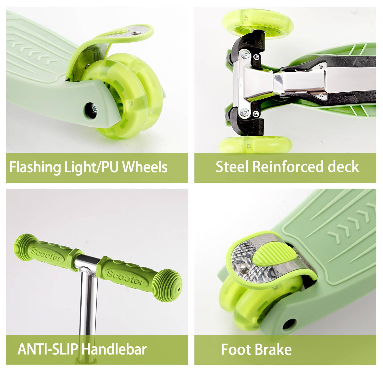 3 Wheel Scooter for Kids Ages 6-12,Kids Scooter with Light Up Wheels, Sturdy Deck Design, and 4 Height Adjustable Suitable for Kids Ages 3-12