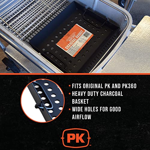 PK Grills Heavy Duty Basket Tray for Barbecue, Fits PK Original and Other Charcoal BBQ Grills, PK99090, Black