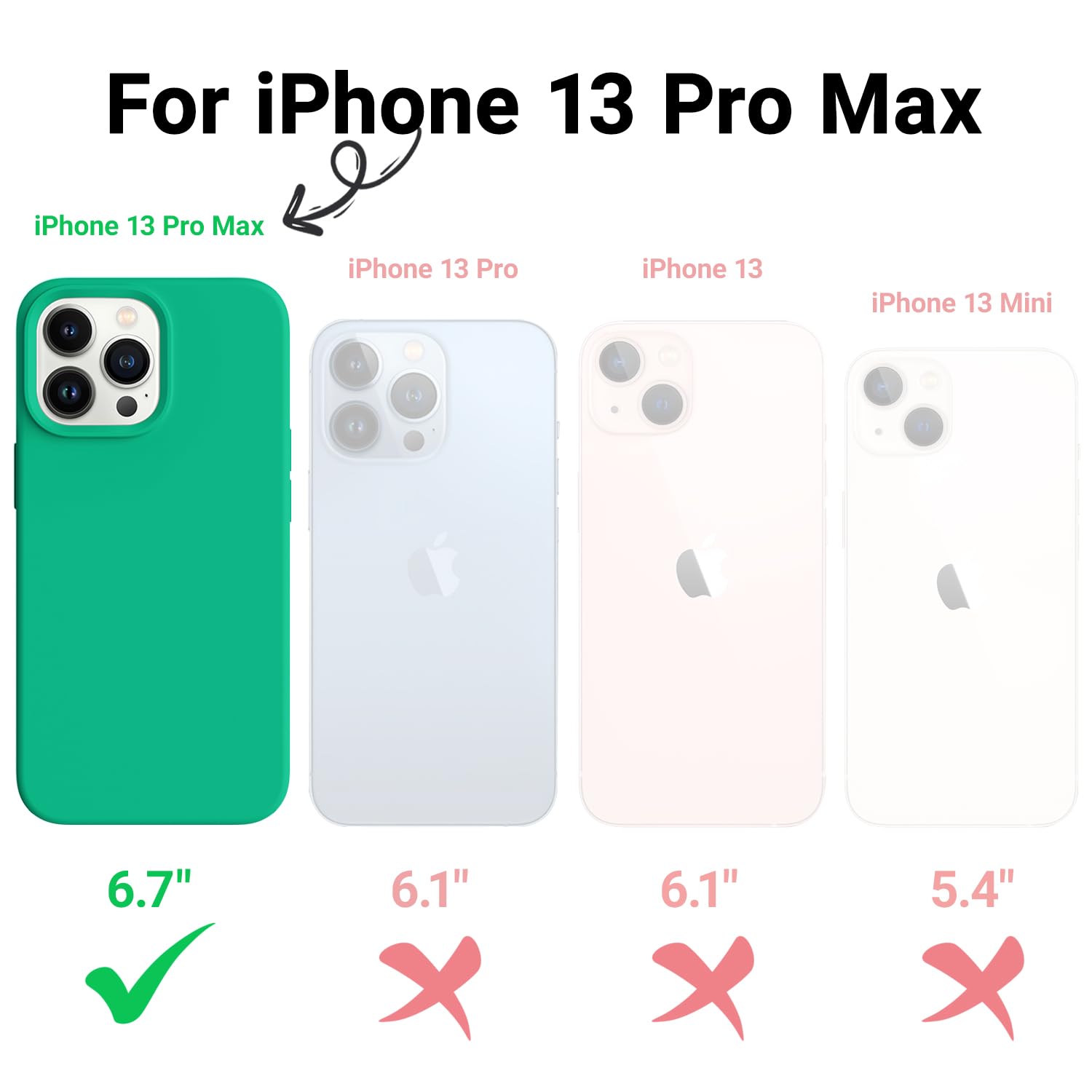 JELE Shockproof Designed for iPhone 13 Pro Max Case, Liquid Silicone Phone Case with [Soft Anti-Scratch Microfiber Lining] Military Grade Drop Protection Slim Thin Cover, 6.7 inch, Bright Green