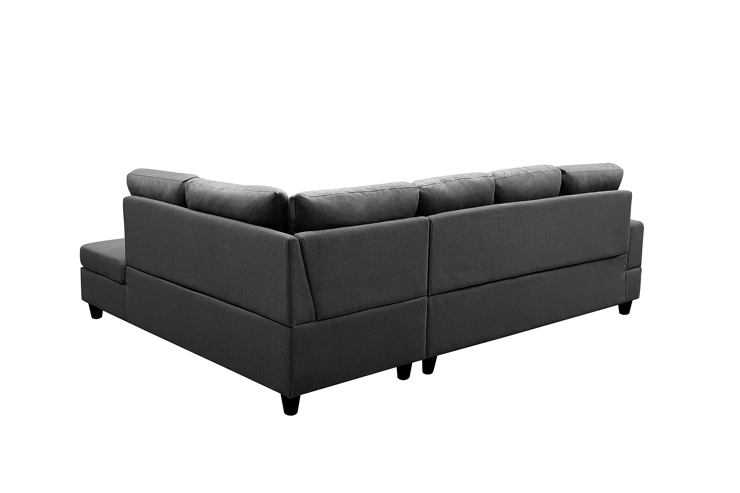 OPTOUGH Modern Fabric Sectional Sofa with Storage Ottoman and Right Chaise Lounge,Living Room Furniture Set L-Shape Couches w/ 2 Pillows, Gray