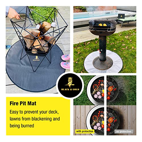 36" Round Fire Pit Mat with Durable Triple Layer Protective Pad, Heat Resistant Fireproof Grill mats for Outdoor Grill Useful for Under Grill mat, Protect Deck, Patio & Grass