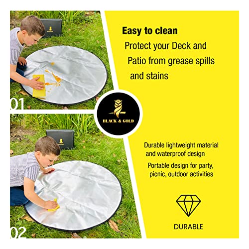 36" Round Fire Pit Mat with Durable Triple Layer Protective Pad, Heat Resistant Fireproof Grill mats for Outdoor Grill Useful for Under Grill mat, Protect Deck, Patio & Grass