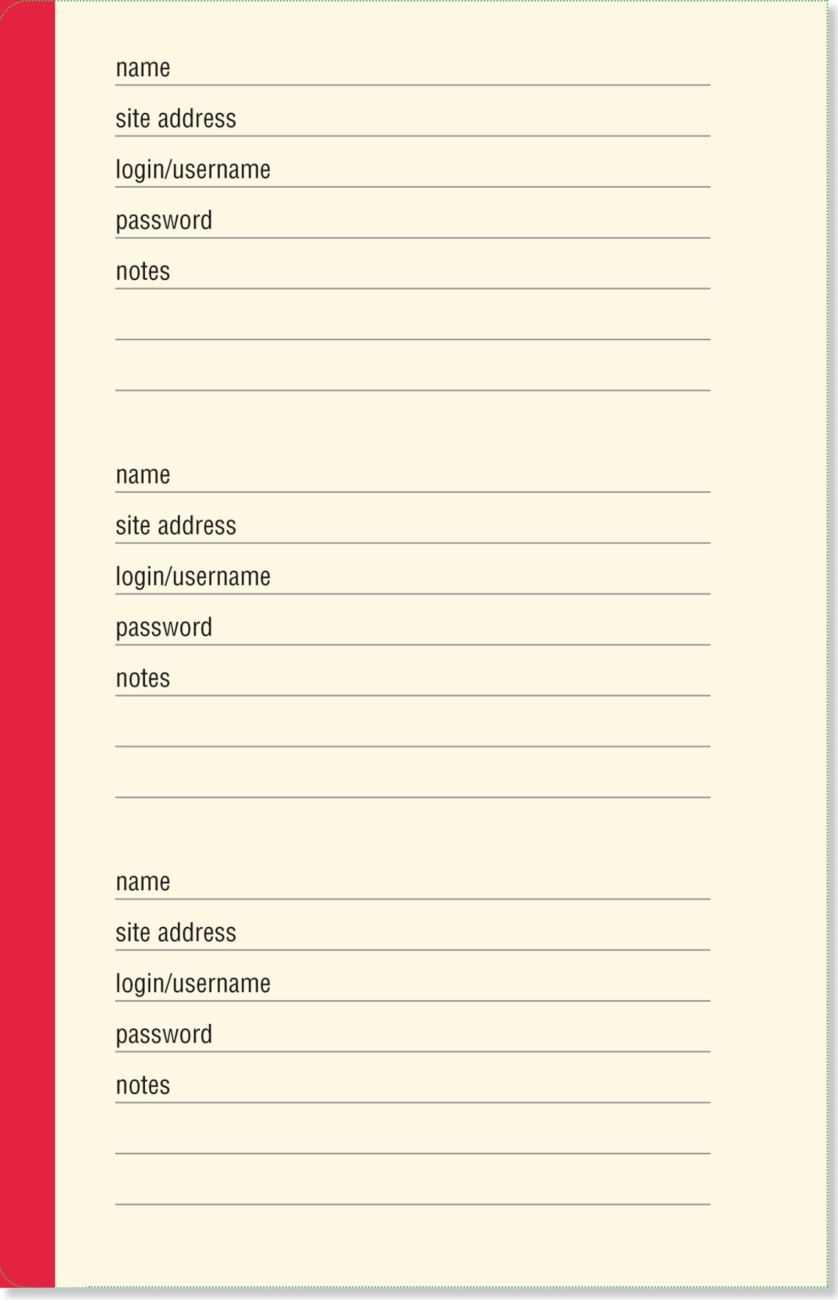 The Personal Internet Address & Password Logbook (removable cover band for security)