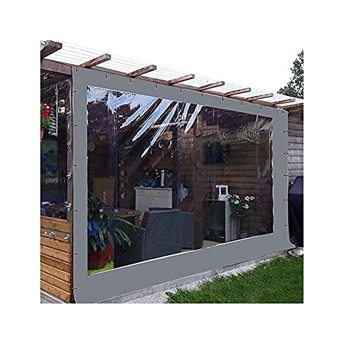 Outdoor Vinyl Curtains with Transparent Tarp Panel, Waterproof Patio Curtains Privacy Protect Sunight Block for Pavilion Pergola Porch Canopy, 1 Panel, with Metal Hook ( Color : Clear-Gray , Size : 4X