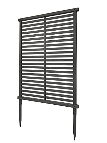 Enclo Privacy Screens EC18013 4.5ft H x 3ft W Alpine Outdoor Privacy Fence Panel Screen No Dig WoodTek Vinyl Kit (2 Panels), Charcoal