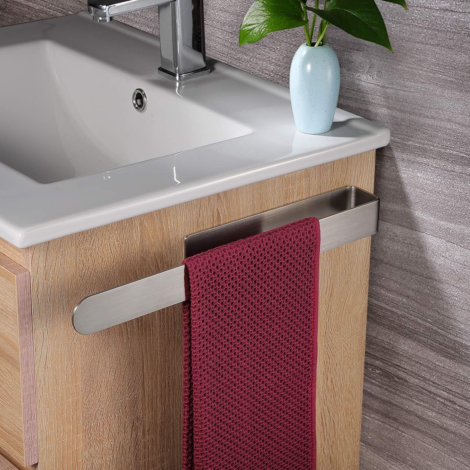 Hand Towel Holder Towel Bar 14 Inch Adhesive Towel Ring Stainless Steel Single Towel Rack for Bathroom Kitchen