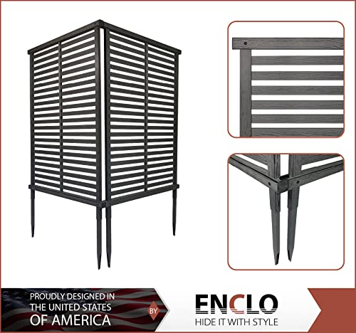 Enclo Privacy Screens EC18013 4.5ft H x 3ft W Alpine Outdoor Privacy Fence Panel Screen No Dig WoodTek Vinyl Kit (2 Panels), Charcoal