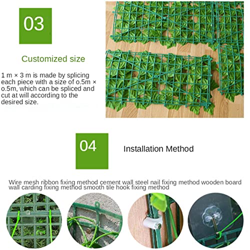 Queenbox 50x50cm Artificial Leaves Hedges Roll Simulation Leaf Garden Fence for Balcony Home Decoration, Protect Privacy, Shallow Sweet Potato