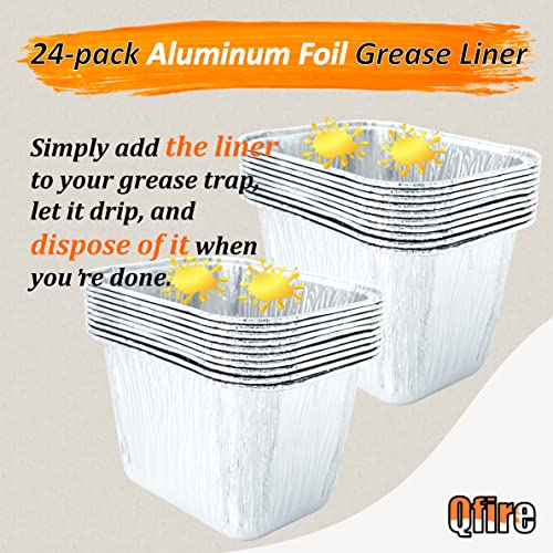 Qfire Grease Drip Cup Liner Compatible with Razor Griddle GGC1643M/GGC1643L 4 Burner Propane Gas Griddle,Also for Pit Boss 2B/3B/4B Ultimate Griddle Grease Pan Liners Accessories,24 Pack (Big Size)