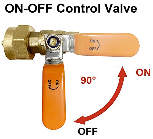 ZBXHJJZW Propane Refill Adapter Hose 350PSI High Pressure Camping Grill - QCC1 Type 1 LB Propane Refill Adapter Hose 39β Long, 1LB Tank Bottle Adapter Connector with ON-Off Control Valve