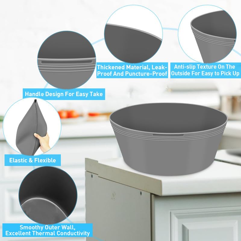 Silicone Slow Cooker Liner fit 6 QT Oval Slow Cooker，Reusable & Leakproof Dishwasher Safe Crock-Pot Liner for 6-7 Quart Crock Pot (2 PCS-Grey [Fit 6 QT])