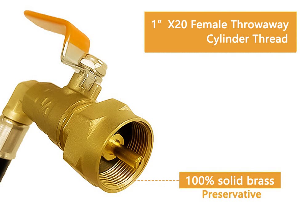 ZBXHJJZW Propane Refill Adapter Hose 350PSI High Pressure Camping Grill - QCC1 Type 1 LB Propane Refill Adapter Hose 39β Long, 1LB Tank Bottle Adapter Connector with ON-Off Control Valve