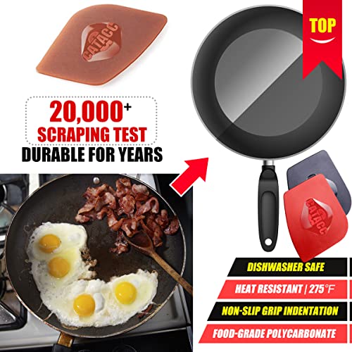 Original Pan Scrapers Set, 4 Pack Flexible Thicker Polycarbonate Plastic Pan Scraper Tools for Cast Iron Skillets, Cookware, Pans, Dishes and Pots