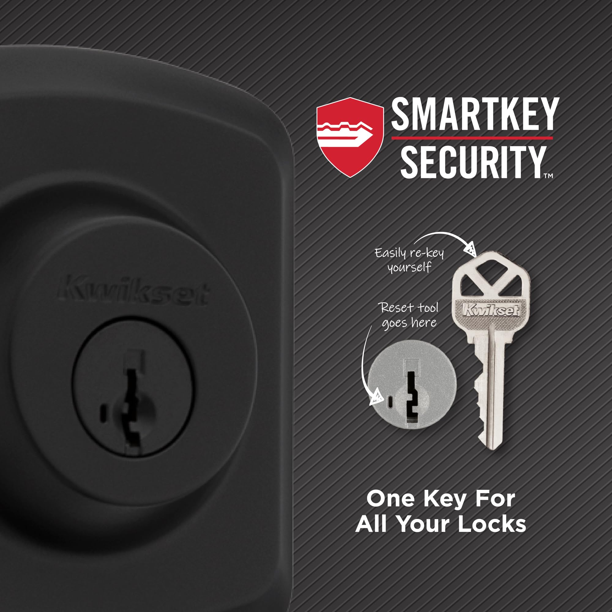 Kwikset Henley Front Door Lock Handle and Deadbolt Set, Entry Handleset Exterior with Interior Reversible Lever, Matte Black, Pick Resistant SmartKey Rekey Deadbolt Security, with Microban Protection
