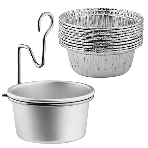 REOIUAO Grease Cup with Clip for Char-Broil/Kenmore Outdoor Grills and Other Similar Grills,Grease Bucket with Disposable Foil Liners (10 Pack)