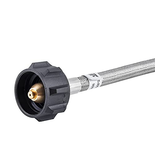 GGC 4 FT Stainless Braided RV Propane Pigtail Hose QCC1 Connector with 1/4'' Inverted Male Flare (2PCS)