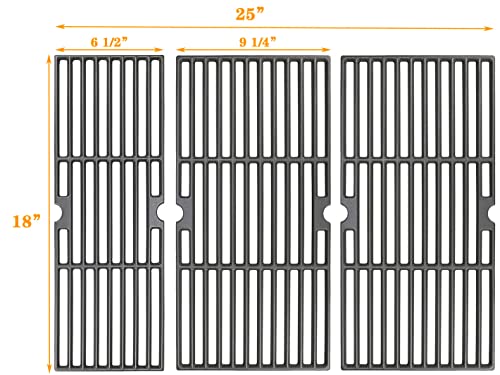 Shengyongh CC475 (3-Pack) 18 Inch Matte cast Iron Grates Replacement for Charbroil Performance 4 Burner 463376018P2, 463376117, 463377117, 463673617, 463377017, 463347017