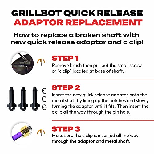 Grillbot Brushes Quick Release Shafts and Claw Pins, Automatic BBQ Grill Cleaning Robot, Robotic Grill Cleaner Accessories Partsā¦
