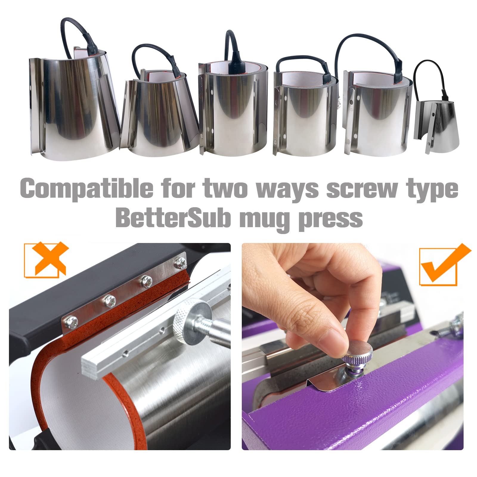 BetterSub Mug Cup Press Heating Transfer Attachment Silica Gel 110V for Heat Press Machine Transfer Sublimation Conical 3oz Shot Glass