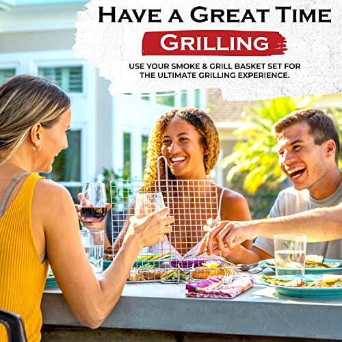 SHIZZO Grill Basket Value Set, Barbecue BBQ Grilling Basket , Stainless Steel Large Folding Grilling baskets With Handle, Portable Outdoor Camping BBQ Rack for Fish, Shrimp, Vegetables, Barbeque Griller Cooking Accessories, Gift, Gifts for father, dad, hu