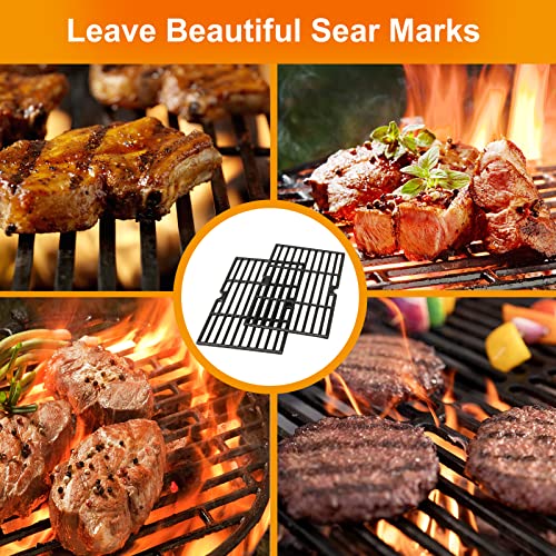 Hisencn Grill Cooking Grates for Char Griller Charcoal Grill 1624 E1515 22424 1515 1224 1616 Smoker Box, Side Fire Box, Cast Iron Grill Grid Replacement Parts 2-Pack