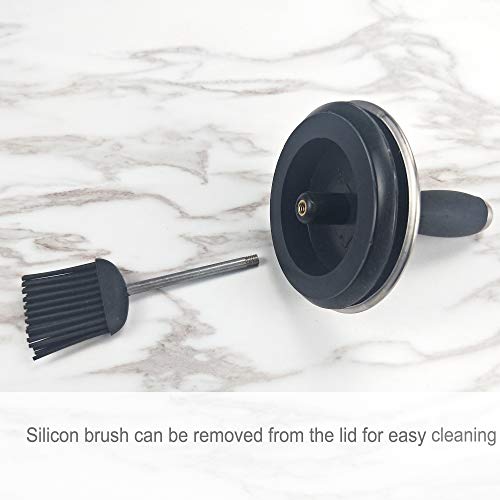 BBQ Stainless Steel Sauce Pot with Silicon Basting Brush Set - Barbecue Kitchen Accessories Cooking Food Baking Pastry Tools Oil Butter Greasing Paint Mop Grill Utensils, Large Capacity 32 OZ