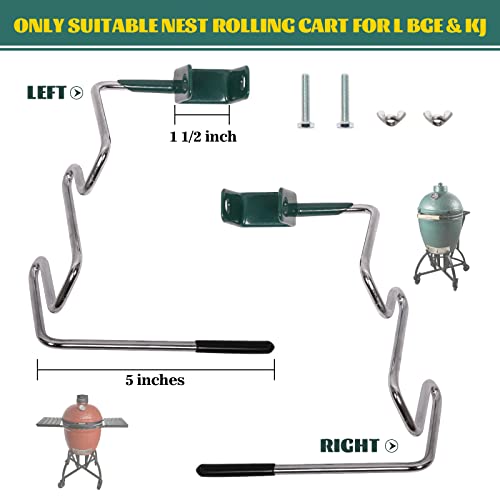 KAMaster Grill Nest Rack for Large Big Green Egg intEGGrated Nest+Handlers,2 Slot Positions Hold convEGGtors,Cooking grids and Baking Stones,Stainless Steel Rack Convenient Storage for Kamado Classic