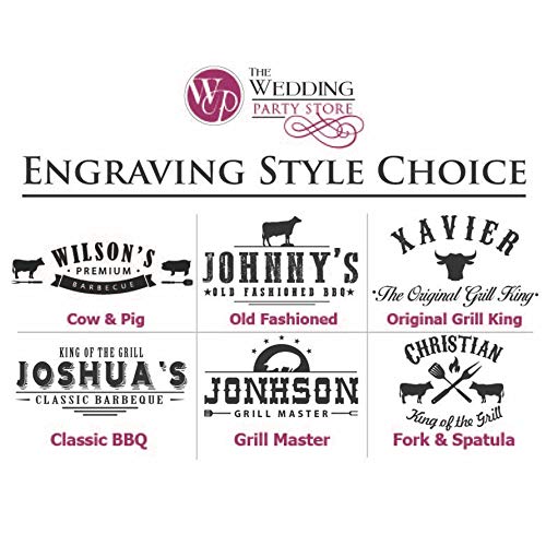 Engraved Grill BBQ Gifts Set for Dad Father Him - Custom Barbecue Personalized Grilling Set with Tools (Silver Engraving)