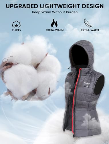 ORRNIKKO [2024 All-New] Heated Vest Women - Detachable Heated Hood, With 7.4V 16000mAh Battery Pack, Womens Heated Vest