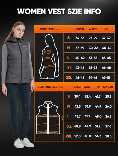 ORRNIKKO [2024 All-New] Heated Vest Women - Detachable Heated Hood, With 7.4V 16000mAh Battery Pack, Womens Heated Vest