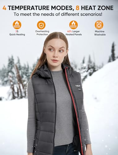ORRNIKKO [2024 All-New] Heated Vest Women - Detachable Heated Hood, With 7.4V 16000mAh Battery Pack, Womens Heated Vest