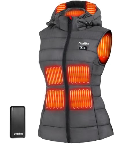 ORRNIKKO [2024 All-New] Heated Vest Women - Detachable Heated Hood, With 7.4V 16000mAh Battery Pack, Womens Heated Vest