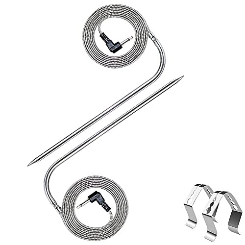 Replacement Meat Probe for Pit Boss Pellet Grills and Pellet Smokers. 3.5mm Plug Compatible with Pit Boss Accessories Meat Probe. 2 Packs Meat Probes and 2 Packs Grill Clips.…