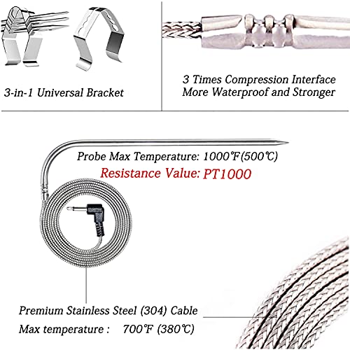 Replacement Meat Probe for Pit Boss Pellet Grills and Pellet Smokers. 3.5mm Plug Compatible with Pit Boss Accessories Meat Probe. 2 Packs Meat Probes and 2 Packs Grill Clips.…