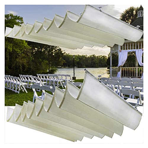 LXLIGHTS Retractable Wave Shade Sails, Easy to Install Sun Protection Awning, HDPE Ventilation Fabric U Shaped Sliding Roller Blind for Patio Roof Shade Canopy Cover